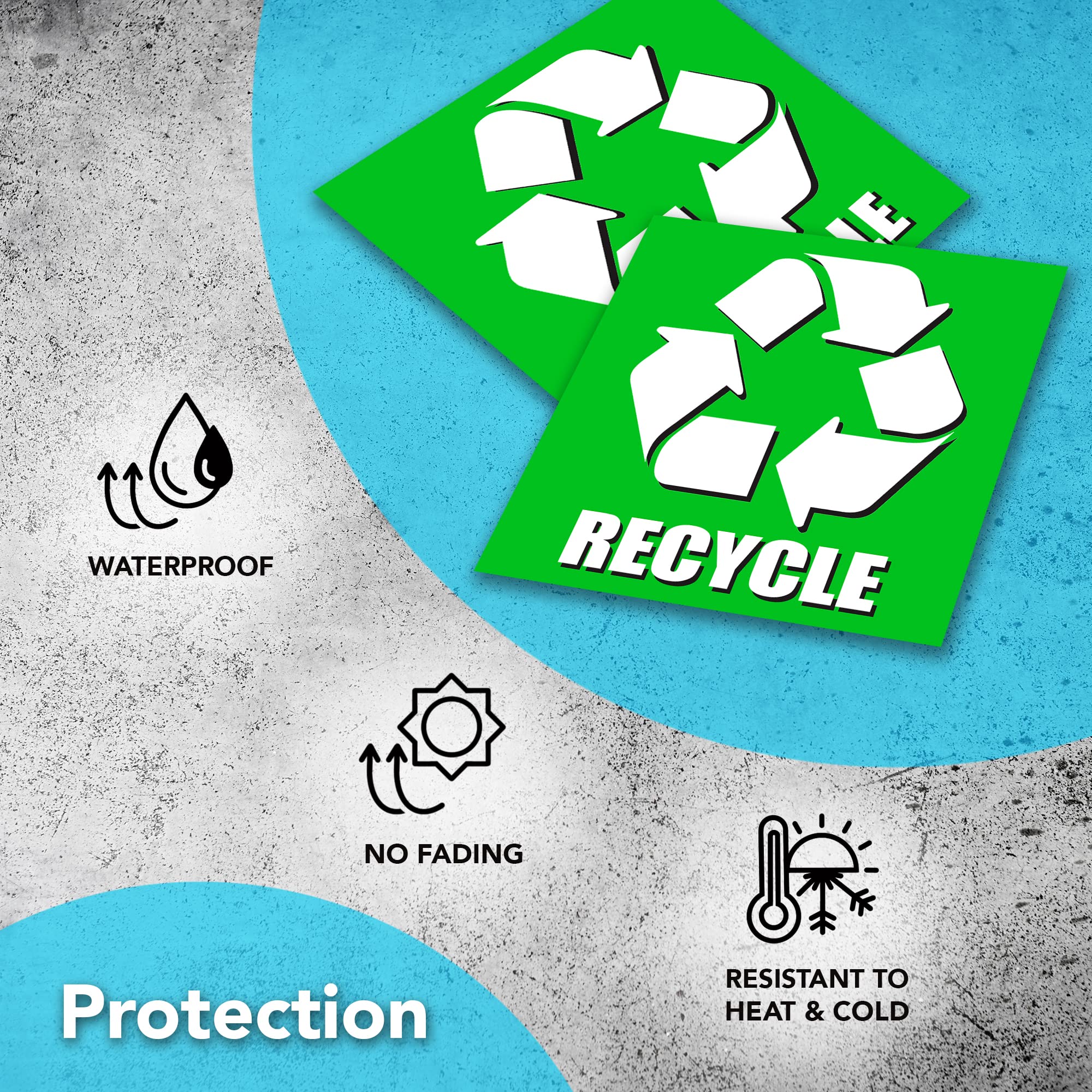 2 PC Recycling Stickers for Trash Can - 4 x 4 Vinyl Stickers - Waste Management Sticker - Trash Recycle Stickers - Green Recycling Bin Labels