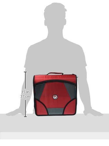 Case-it The King Sized Zip Tab Zipper Binder - 4 Inch D-Rings - 5 Subject File Folder - Multiple Pockets - 800 Sheet Capacity - Comes with Shoulder Strap - Red D-186