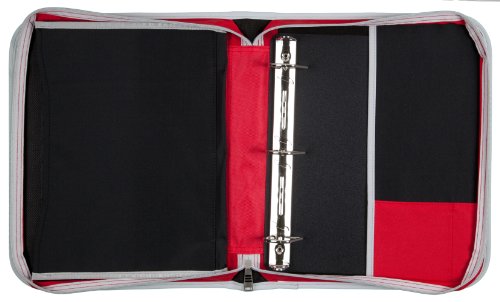 Mead 1-1/2Inch Zipper Binder, 3 Ring Binder, Heavy Duty, PRO Platinum, Red/Black (72860)