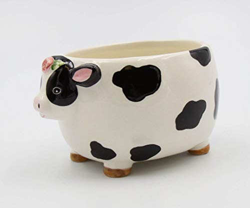 Cosmos Gifts Fine Ceramic Country Barnyard Cow Candy Dish Bowl/Plant Planter, 5" L