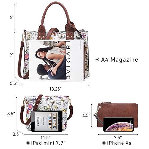Dasein 3pcs Women Handbag Wallet Top Handle Satchel Purse Hobo Crossbody Shoulder Bag Tote Bag with Studs
