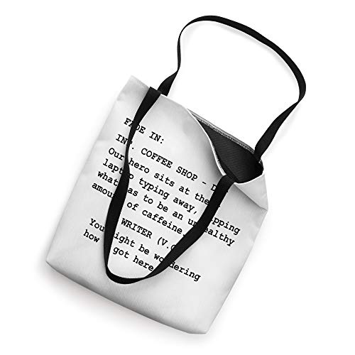 Funny Gift for Screenwriter Writing in Coffee Shop Script Tote Bag