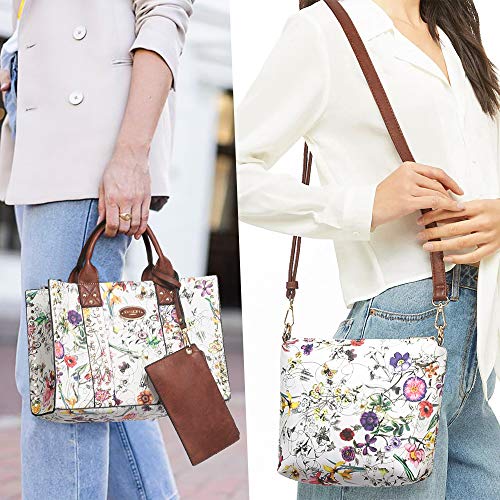 Dasein 3pcs Women Handbag Wallet Top Handle Satchel Purse Hobo Crossbody Shoulder Bag Tote Bag with Studs
