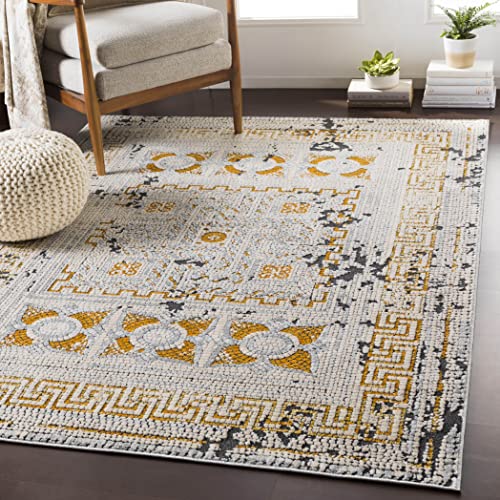Mark&Day Area Rugs, 8x10 Herblay Updated Traditional Mustard Area Rug, Orange/Beige/Gray Carpet for Living Room, Bedroom or Kitchen (7'7" x 10'2")