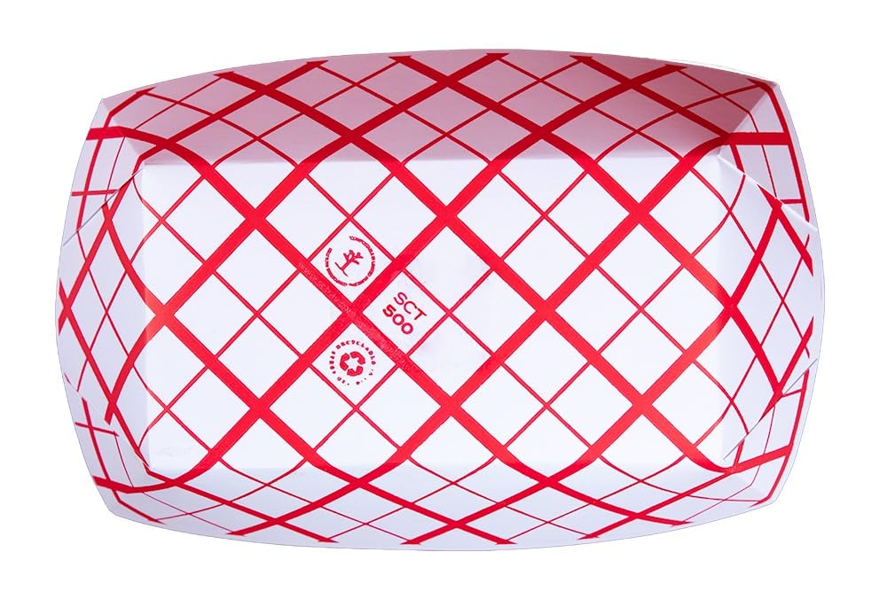 Southern Champion Tray 0429 #500 Southland Paperboard Food Tray, 5 lb Capacity, Red Check (Case of 500)