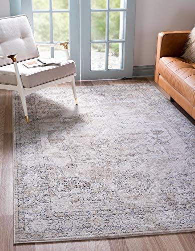 Rugs.com Oregon Collection Rug – 7' x 10' Ivory Low-Pile Rug Perfect for Living Rooms, Large Dining Rooms, Open Floorplans