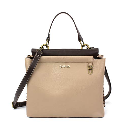 CHALA Charming Satchel with Adjustable Strap - Triceratops - Taupe