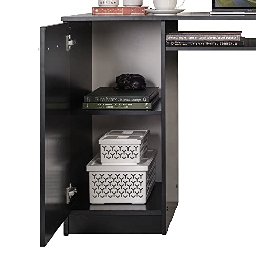 Madesa Home Office Computer Writing Desk with 3 Drawers, 1 Door and 1 Storage Shelf, Plenty of Space, Wood, 30β H x 18β D x 53β W - Black