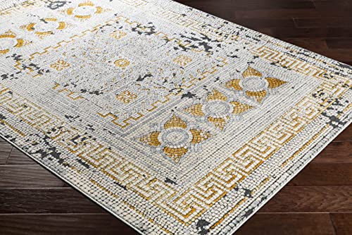 Mark&Day Area Rugs, 8x10 Herblay Updated Traditional Mustard Area Rug, Orange/Beige/Gray Carpet for Living Room, Bedroom or Kitchen (7'7" x 10'2")