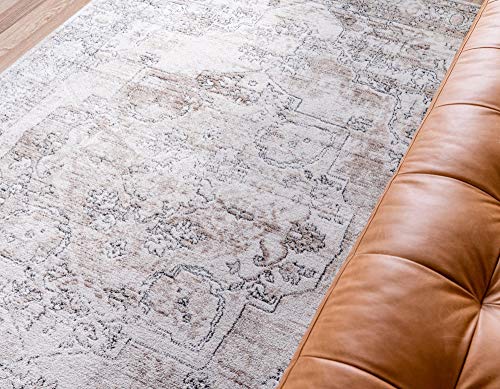 Rugs.com Oregon Collection Rug – 7' x 10' Ivory Low-Pile Rug Perfect for Living Rooms, Large Dining Rooms, Open Floorplans