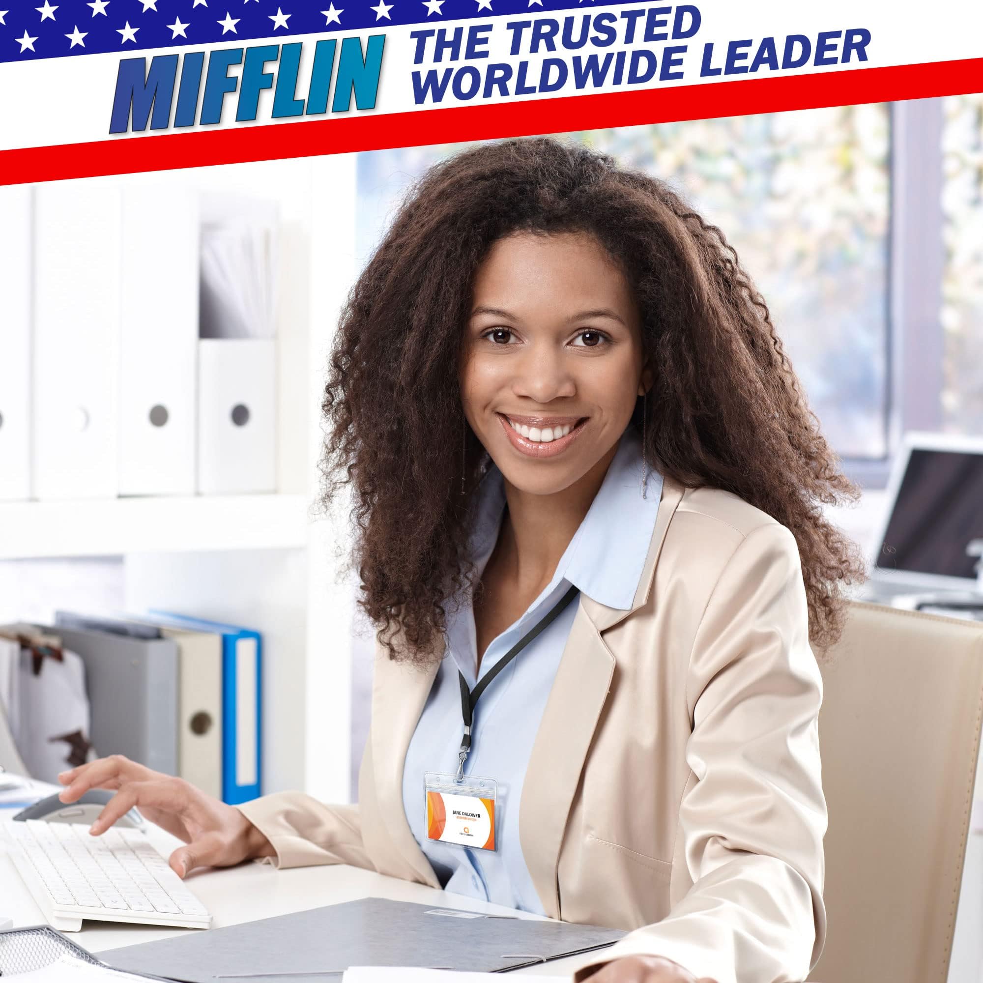 Mifflin-USA Flat Lanyards for ID Badges (Black, 36 Inch, 5 Pack), Comfortable Neck Straps