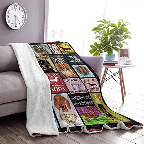 Ultra Soft 3D Printed Blanket Dachshund Dog Pattern Cozy Microfiber Plush Sherpa Blanket 2 Sizes Warm Fuzzy Throw Blanket for Kids and Adults Throws Blankets (Style02, 150cm x 200cm(59'' x 79''))