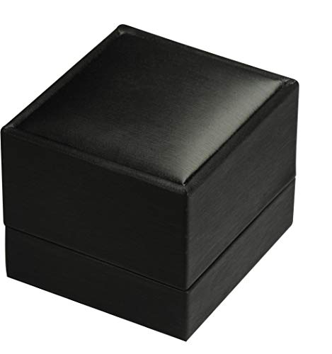Ring Box for Wedding Proposal Engagement for Men Women Luxury Soft Touch Black PU Leather Ring Jewelry Gift Holder Box Size 2.5?(W)2.5?(D)2?(H), LSRK-US-1, Black PU Ring Box