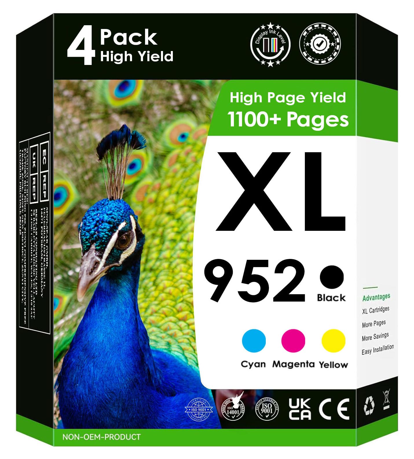 InkjetsClub Compatible Ink Cartridge Replacement for HP 952 XL Black & HP 952 XL Colors. Works with OfficeJet Pro 8710 8720 7720 7740 8210 8702 8715 8725 8730 8740 Printers.