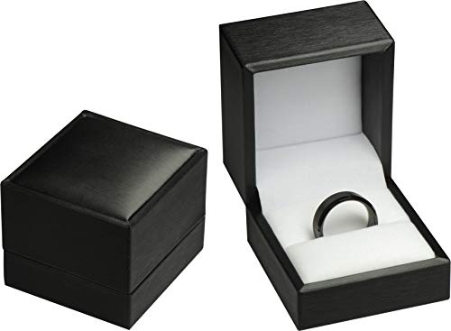Ring Box for Wedding Proposal Engagement for Men Women Luxury Soft Touch Black PU Leather Ring Jewelry Gift Holder Box Size 2.5?(W)2.5?(D)2?(H), LSRK-US-1, Black PU Ring Box
