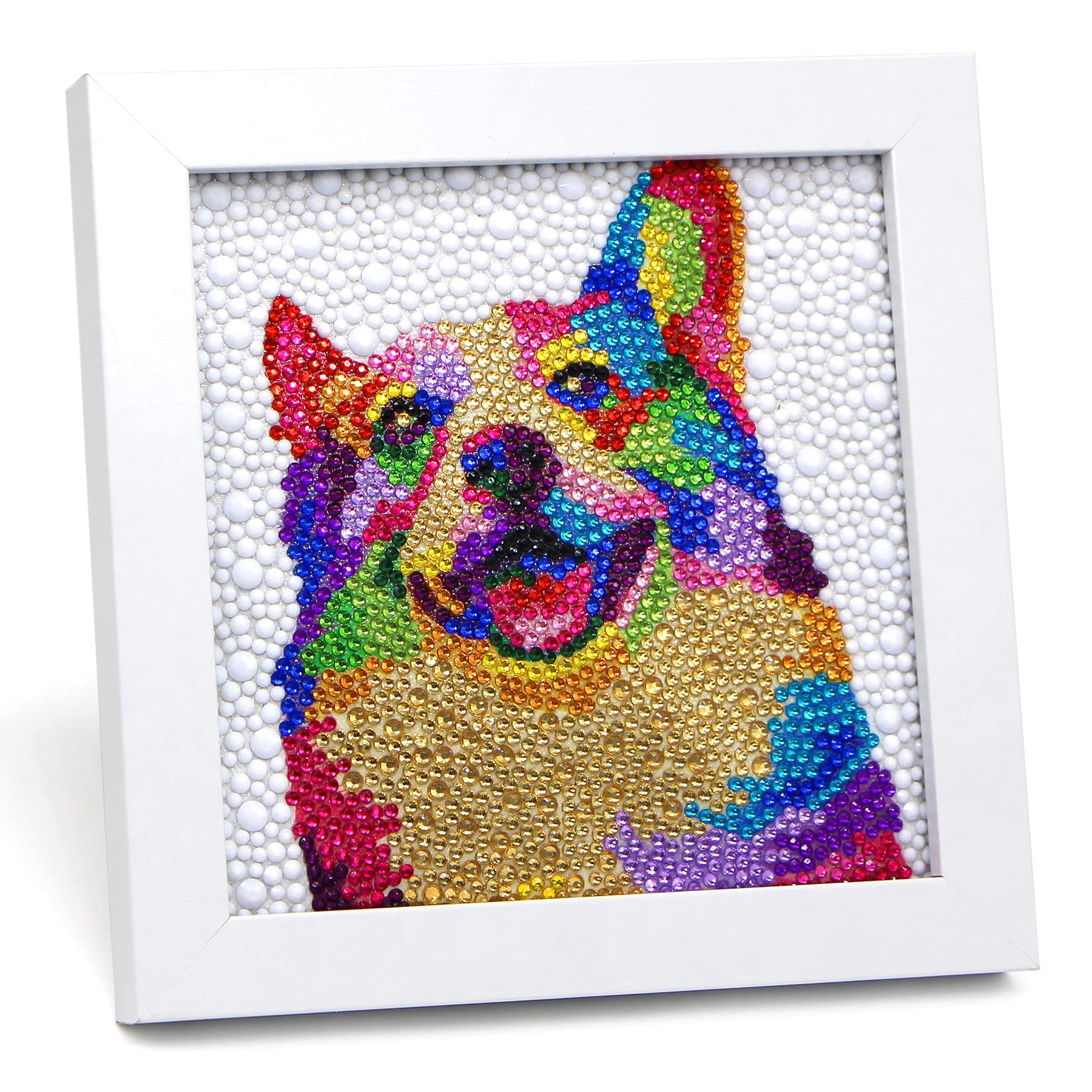 AyuqEjus 5D Diamond Art Kits for Kids with Wooden Frame, Diamond Art for Kids Ages 6-12 by Number Kits DIY Painting Arts and Crafts,Diamond Dots for Kids Gift 6" X 6" (Corgi)