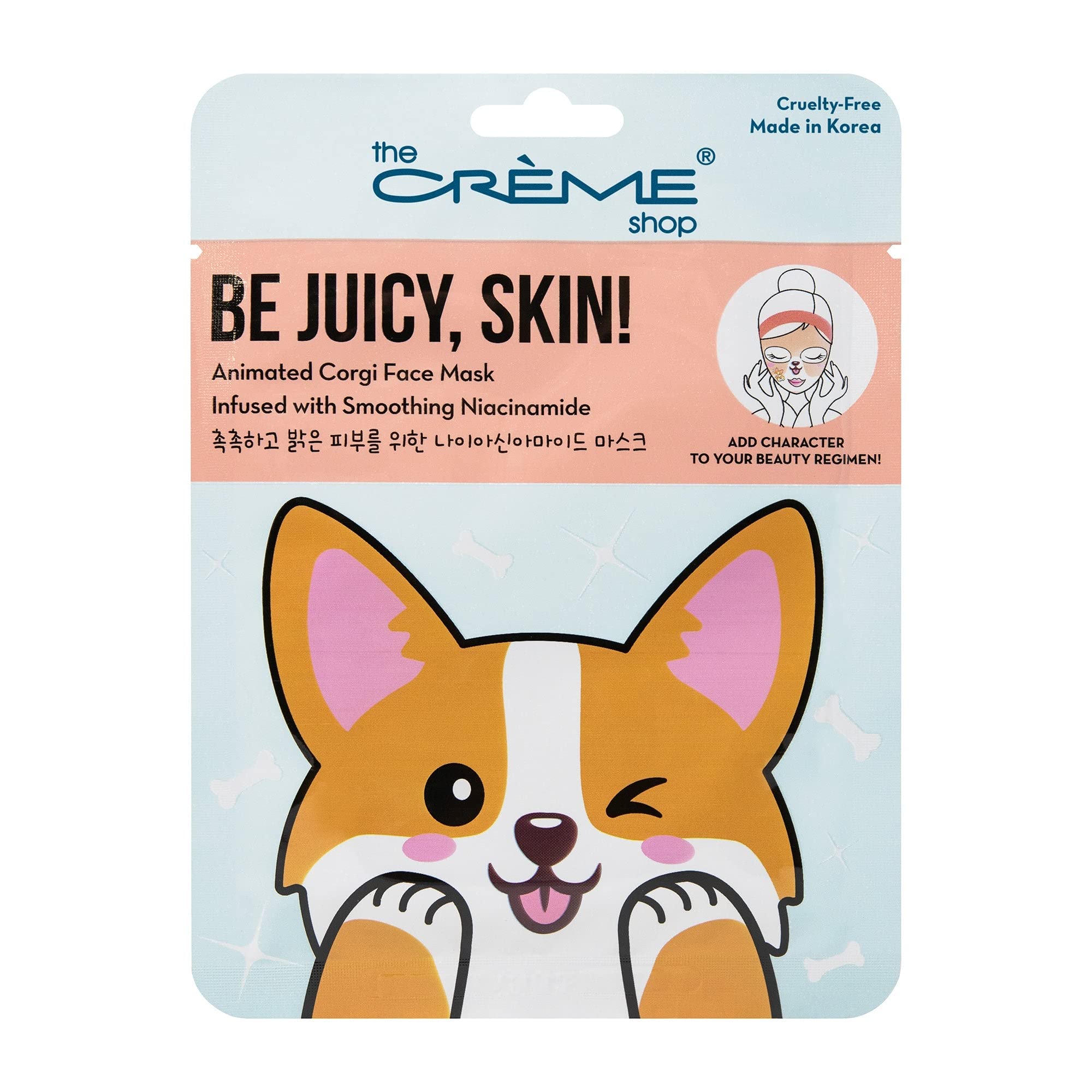 The CrĂšme Shop Korean Skin Care Animal Face Mask Sheet 3 Pack (Corgi)