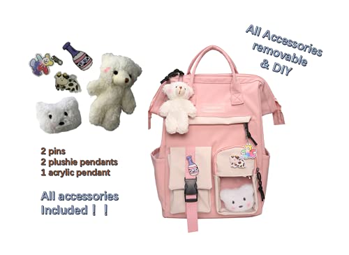 Kawaii Backpack with Kawaii Pin and Accessories Backpack Cute Aesthetic Backpack Cute Kawaii Backpack for School (Green)
