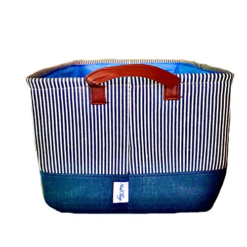NeedThings X-Large Decorative Basket Fabric Storage Bin Organizer Basket with Handles for Clothes Storage (18x14x13)