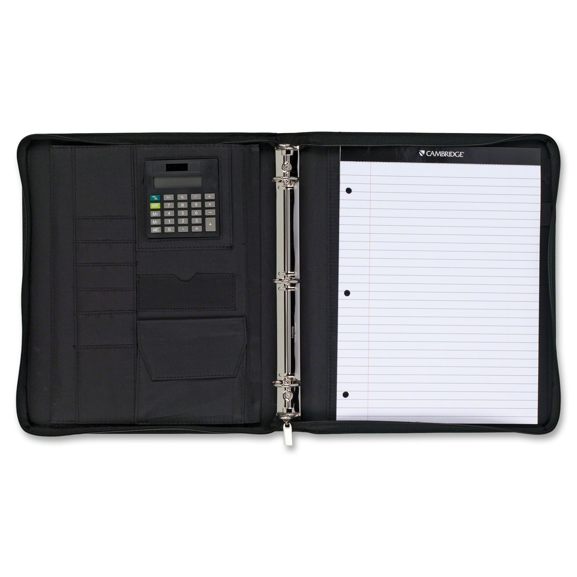 " Mead - Cambridge City Zipper Binder, Microfiber, 12.75"" x 11"", (Assorted Colors)", black