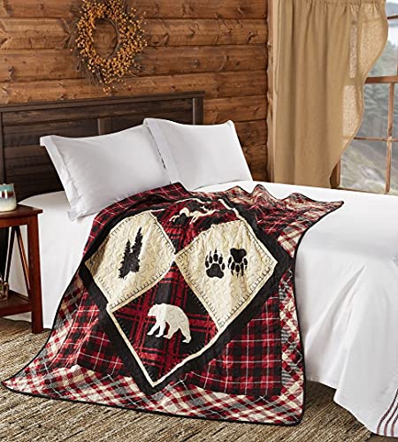 Virah Bella Quilted Throw Blanket 50" x 60" Diamond Bear Lodge Lightweight Throw Quilt Great for Loungers & Extra Bedding - Beautiful Lodge-Themed Blanket