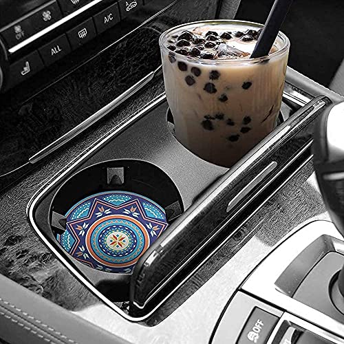 Car Coasters for Drinks Absorbent, 10 Pack 2.56in Car Coasters Absorbent Ceramic with A Finger Notch for Easy Removal, Car Cup Holder Coaster for Car, Cute Car Accessories for Women,Men