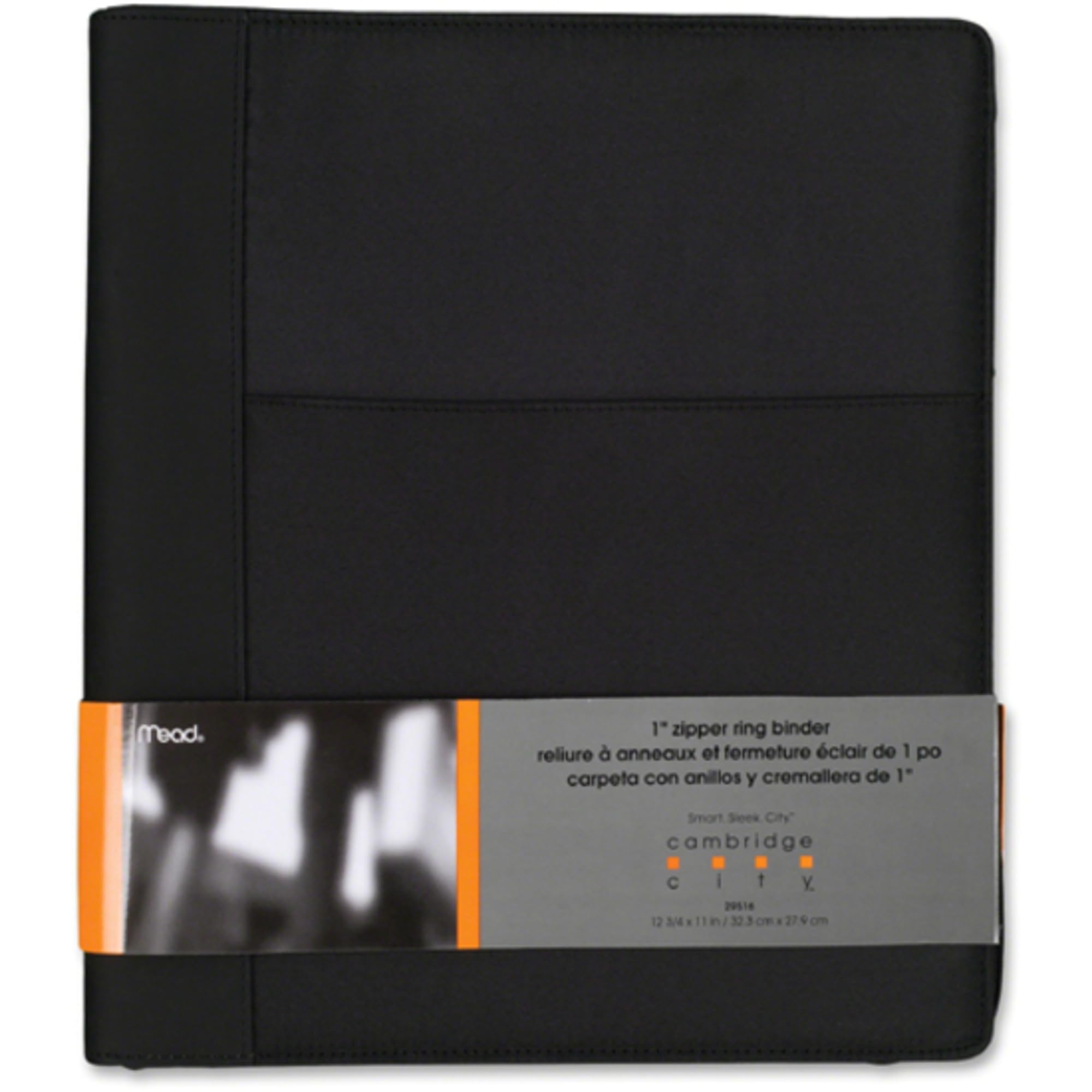 " Mead - Cambridge City Zipper Binder, Microfiber, 12.75"" x 11"", (Assorted Colors)", black