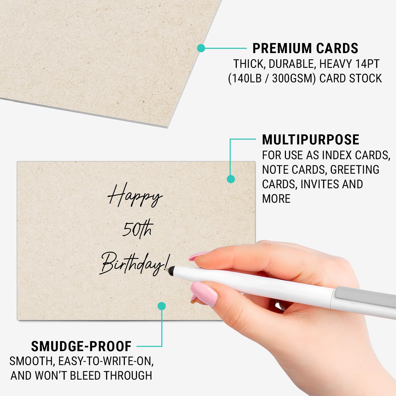 321Done Blank Rustic 4x6 Cards (Set of 50) - Thick, Heavy Cardstock - Make Invites, Greeting, Note, Thank You Cards - Plain Kraft for Writing, Stamping, Printing, Art - No Envelopes - Made in USA