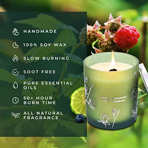 Large Berries Bergamot Candle with Vanilla, Grape & Cherry | Strong Scented Candles for Home, Relaxing Aromatherapy Candle | Natural Soy Candles for Men & Women 10.6 oz, Wood Wicked Candle Clean Burn