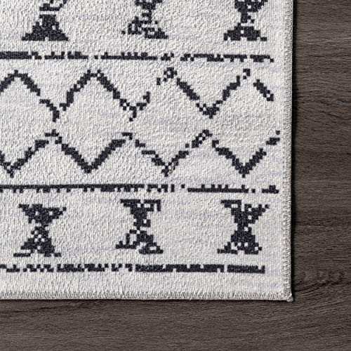 nuLOOM Noa Machine Washable Tribal Moroccan Area Rug, 5' x 8', Ivory