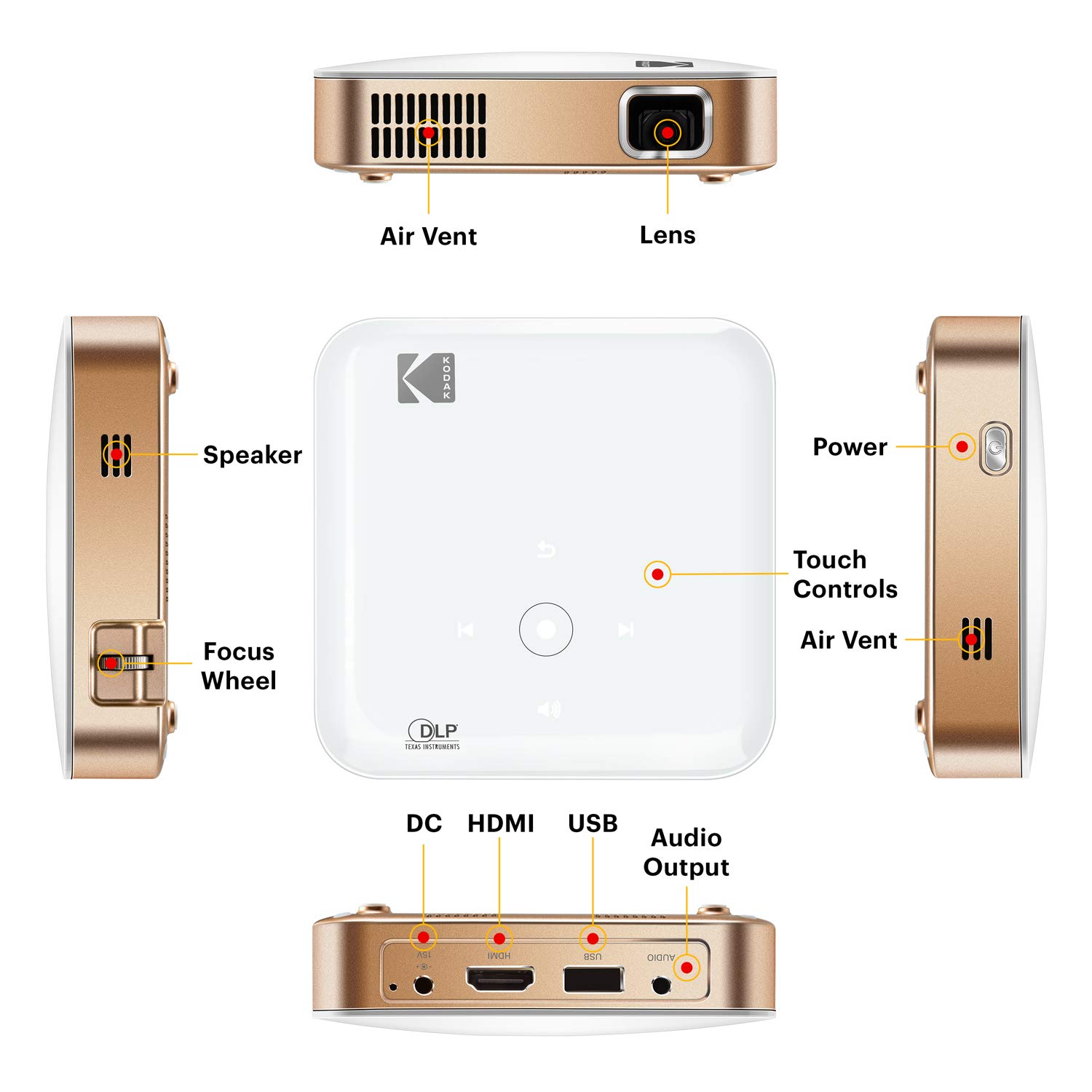 KODAK Luma 350 Portable Smart Projector | Powerful Ultra HD Rechargeable Video Projector Android 6.0 - Includes Soft Case