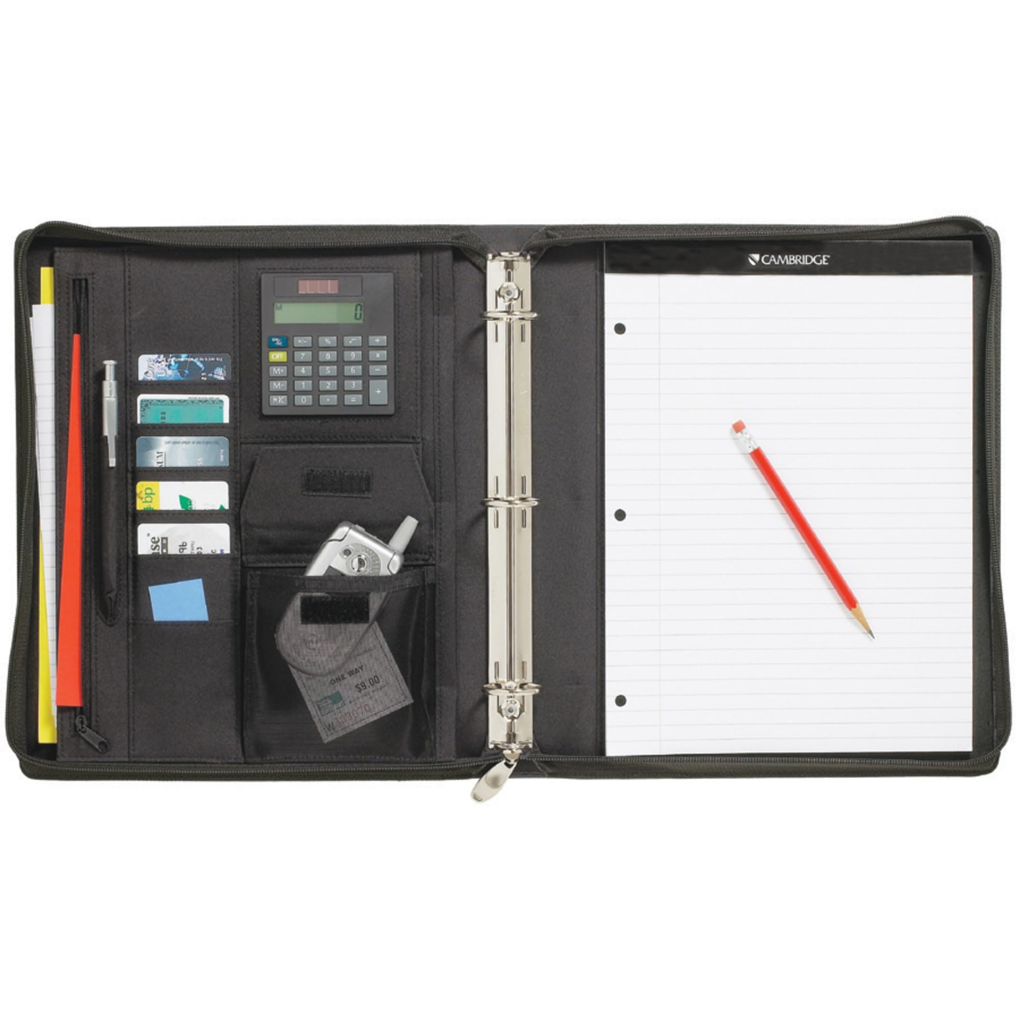 " Mead - Cambridge City Zipper Binder, Microfiber, 12.75"" x 11"", (Assorted Colors)", black