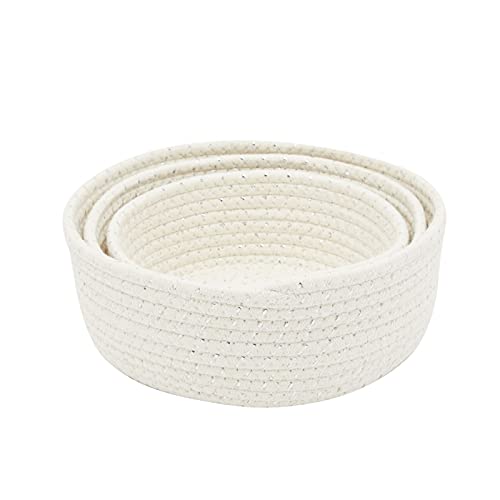 Farmlyn Creek Woven Rope White Storage Baskets, Set of 3 for Organizing (3 Assorted Sizes)
