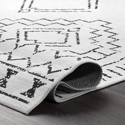 nuLOOM Noa Machine Washable Tribal Moroccan Area Rug, 5' x 8', Ivory