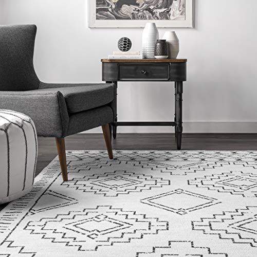 nuLOOM Noa Machine Washable Tribal Moroccan Area Rug, 5' x 8', Ivory