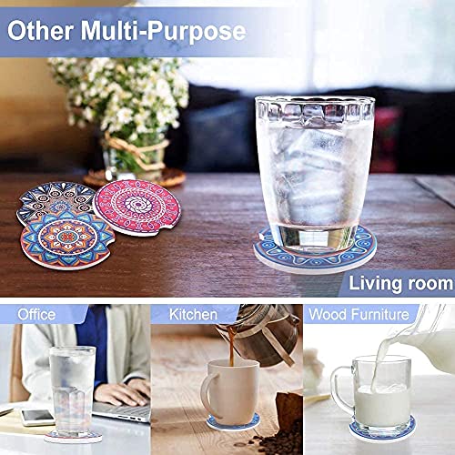 Car Coasters for Drinks Absorbent, 10 Pack 2.56in Car Coasters Absorbent Ceramic with A Finger Notch for Easy Removal, Car Cup Holder Coaster for Car, Cute Car Accessories for Women,Men