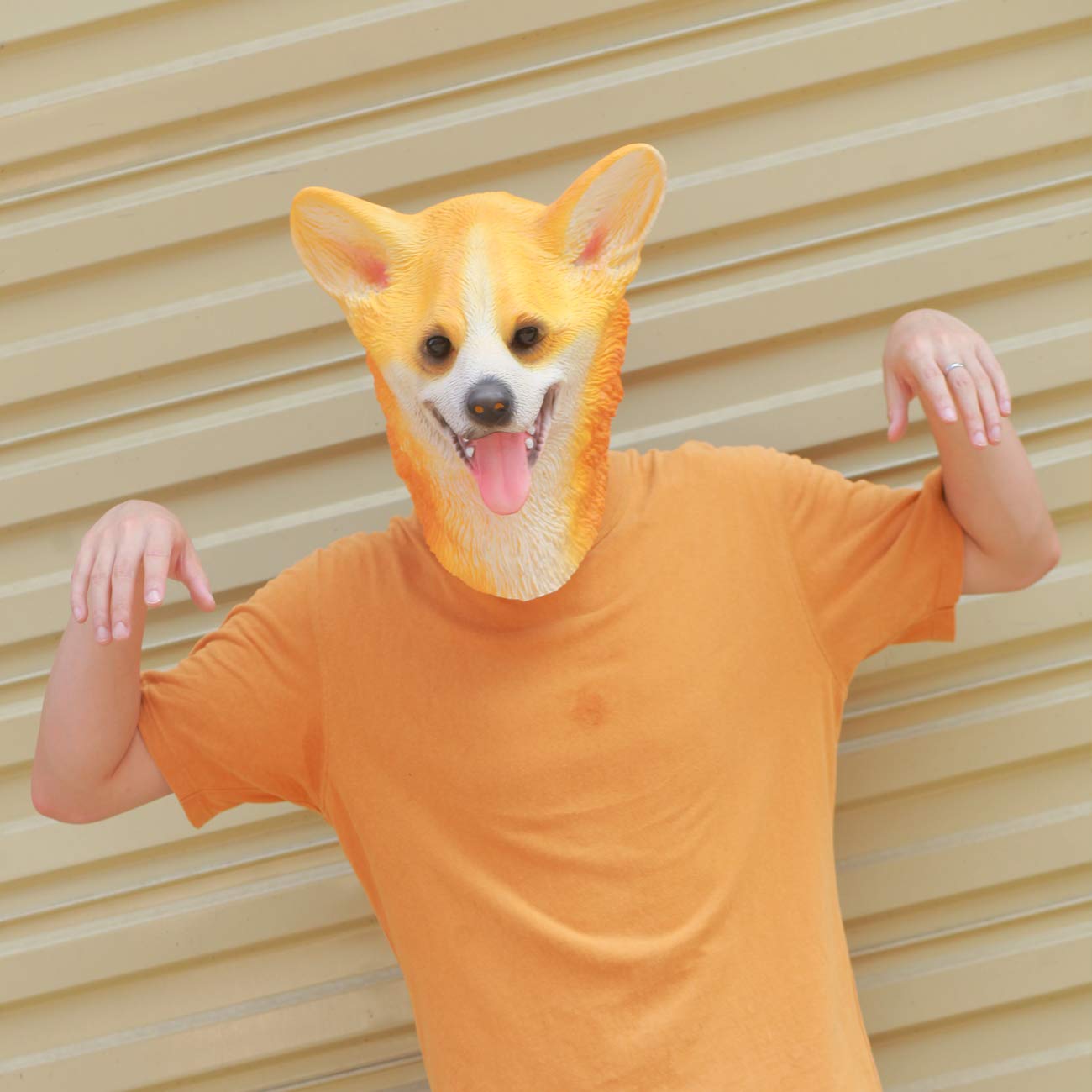 CreepyParty Dog Mask Corgi Mask Halloween Costume Party Latex Welsh Corgi Dog Mask
