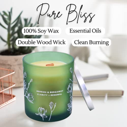Large Berries Bergamot Candle with Vanilla, Grape & Cherry | Strong Scented Candles for Home, Relaxing Aromatherapy Candle | Natural Soy Candles for Men & Women 10.6 oz, Wood Wicked Candle Clean Burn
