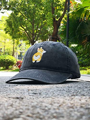 OASCUVER Denim Fabric Adjustable Dog Mom Fashion Baseball Cap (Corgi Butt, One Size)