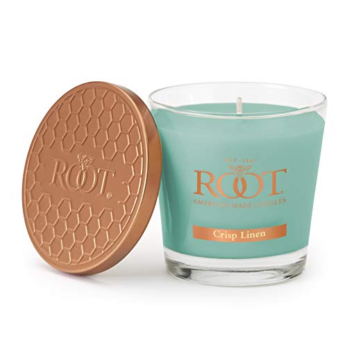 Root Candles Scented Candles Honeycomb Veriglass Premium Handcrafted Beeswax Blend Candle, Small, Crisp Linen Sky