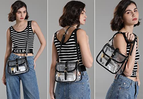 Y&R Direct Clear Saddle Crossbody Bag Gift for Women Clear Purses for Stadium Concert Gameday Magnetic Closure