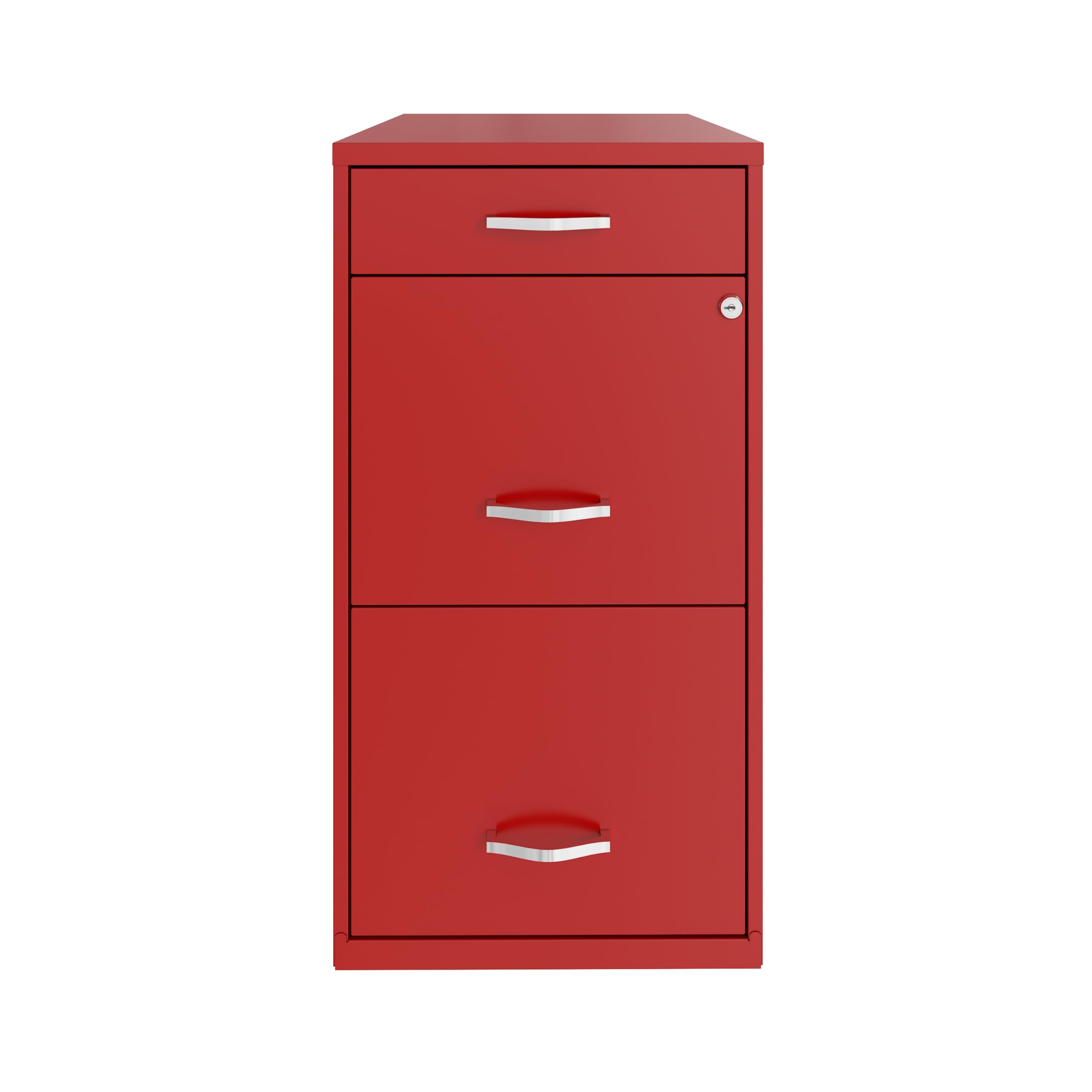 Hirsh Industries Space Solutions 18in Deep 3 Drawer Metal Organizer File Cabinet Red, Letter Size, Fully Assembled