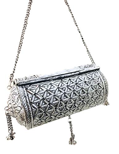 Women Silver Handmade Ethnic gift Brass Metal bag antique bridal clutch