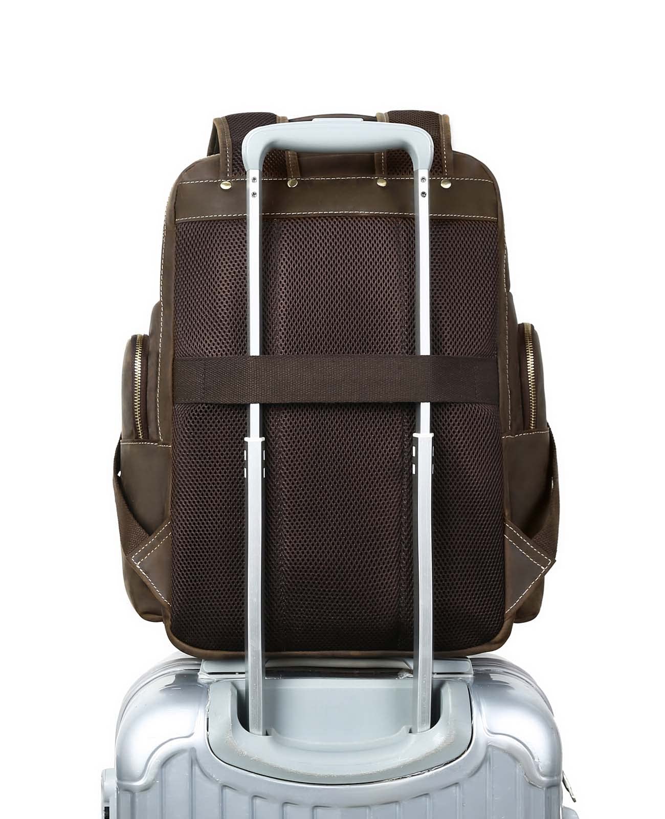 Taertii Vintage Genuine Leather Backpack for Men, 16'' Macbook Travel Hiking School Bag Daypack 30L - Brown