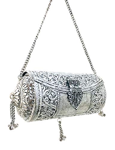 Women Silver Handmade Ethnic gift Brass Metal bag antique bridal clutch
