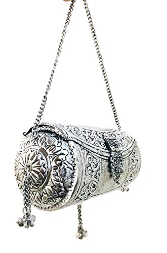 Women Silver Handmade Ethnic gift Brass Metal bag antique bridal clutch