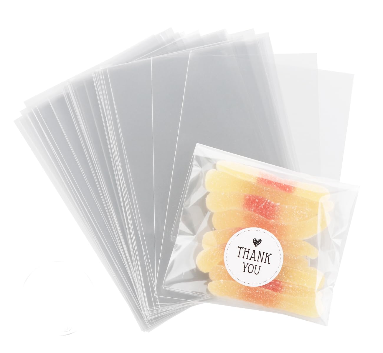 200Pcs Candy Treat Bags 4" x 6" Clear Cellophane Bag Thickening Plastic Party Favor Bags for Birthday Wedding Cookie Gift Lollipop Sticks Chocolate