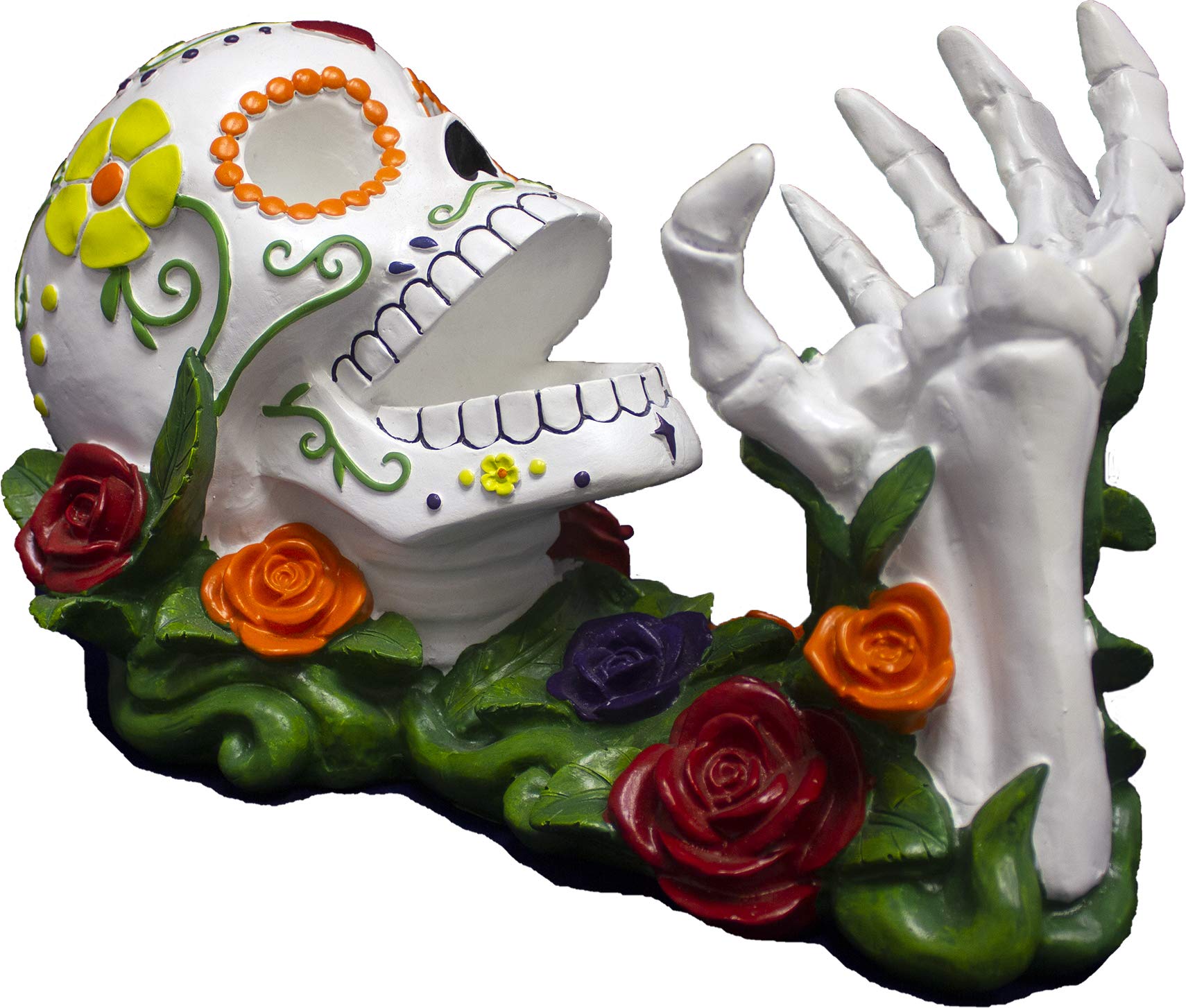 World of Wonders Sugar Skull Day of The Dead Decorative Wine Bottle Holder | Dia de Los Muertos Decorations and Tabletop Halloween Decorations | Skull Decor for Home - 11"