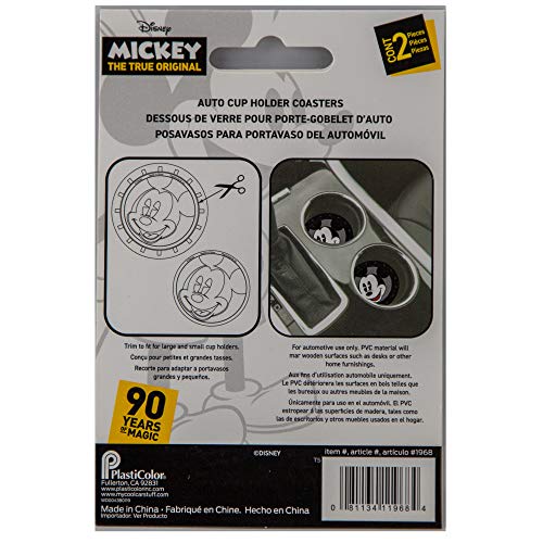 Plasticolor 001968R01 Disney Mickey Mouse 2pc Auto Coasters for Cars Trucks or SUV's