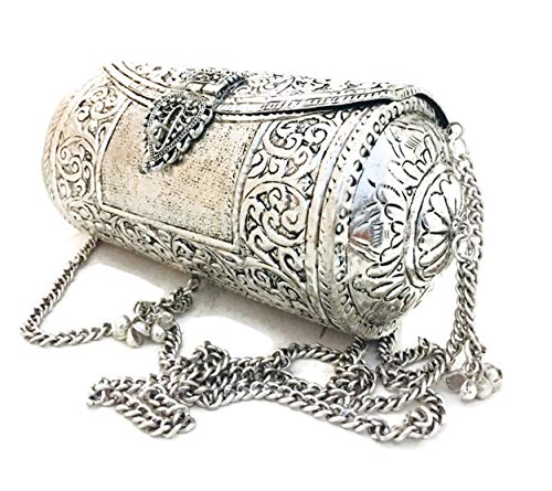 Women Silver Handmade Ethnic gift Brass Metal bag antique bridal clutch